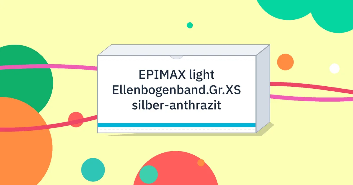 Symbolbild: Packung mit der Aufschrift EPIMAX light Ellenbogenband.Gr.XS silber-anthrazit (PZN 11097184) – Verfügbarkeit und Bezug in Apotheken in Frankfurt am Main