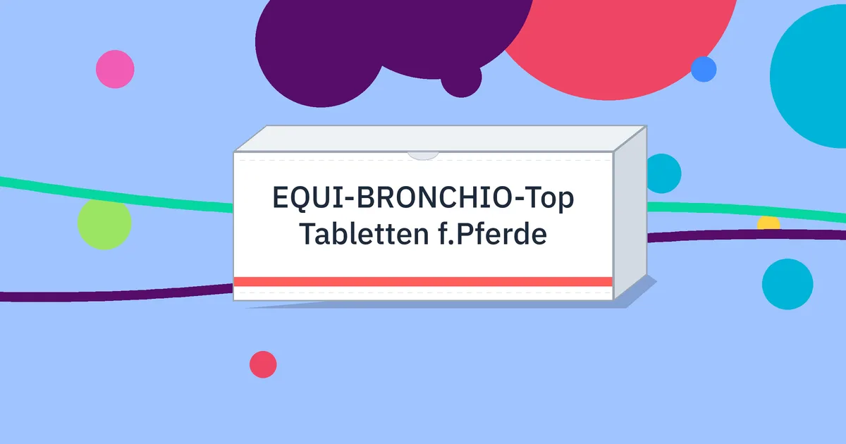 Symbolbild: Packung mit der Aufschrift EQUI-BRONCHIO-Top Tabletten f.Pferde (PZN 13820302) – Verfügbarkeit und Bezug in Apotheken in Frankfurt am Main