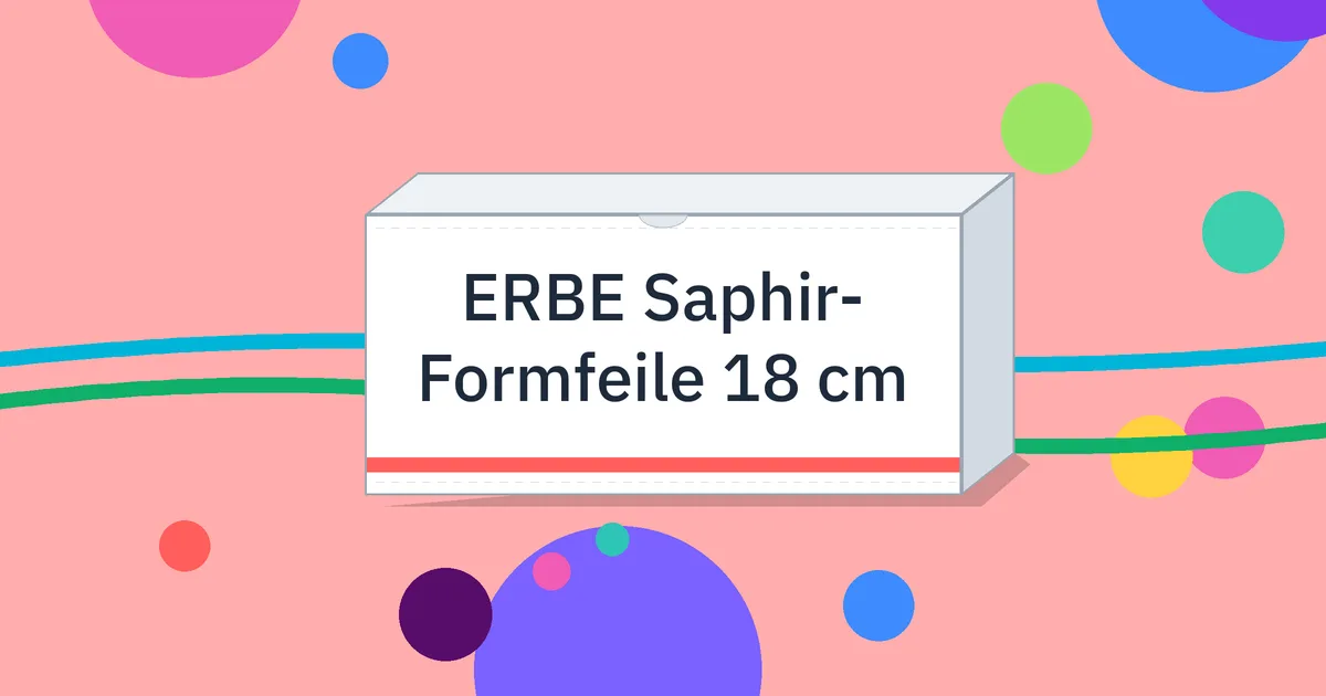 Symbolbild: Packung mit der Aufschrift ERBE Saphir-Formfeile 18 cm (PZN 15887233) – Verfügbarkeit und Bezug in Apotheken in Frankfurt am Main