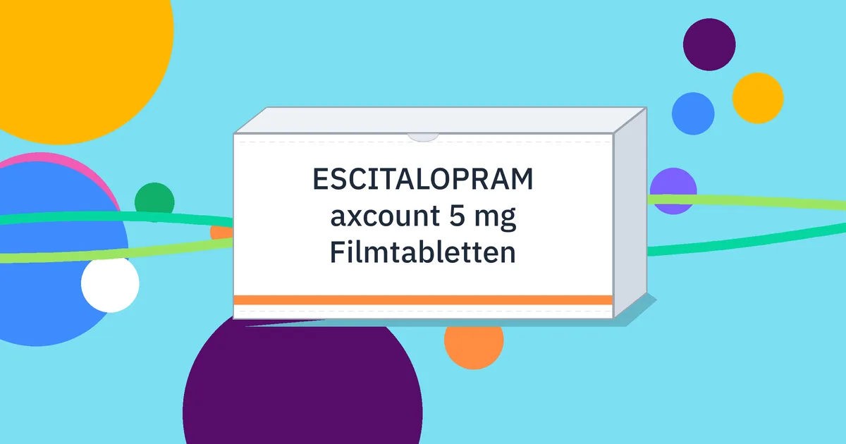Symbolbild: Packung mit der Aufschrift ESCITALOPRAM axcount 5 mg Filmtabletten (PZN 19237928) – Verfügbarkeit und Bezug in Apotheken in Frankfurt am Main