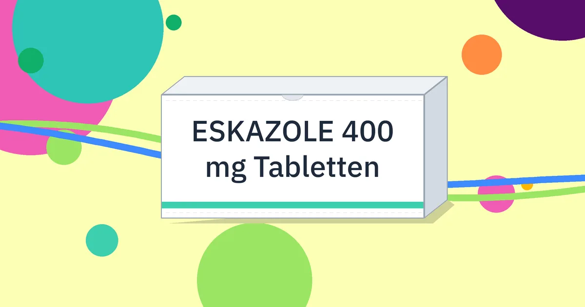 Symbolbild: Packung mit der Aufschrift ESKAZOLE 400 mg Tabletten (PZN 18074275) – Verfügbarkeit und Bezug in Apotheken in Frankfurt am Main