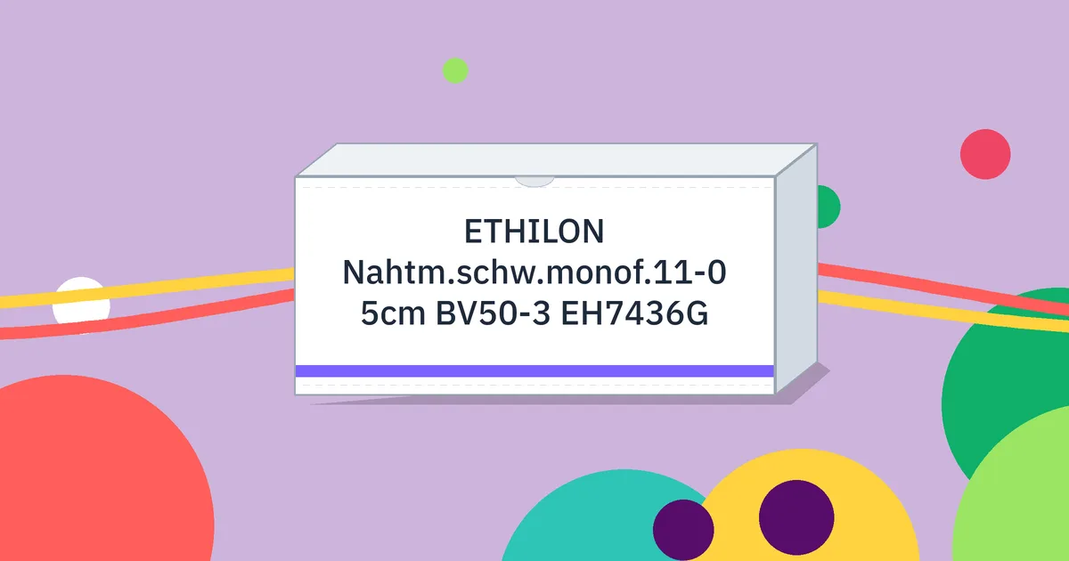 Symbolbild: Packung mit der Aufschrift ETHILON Nahtm.schw.monof.11-0 5cm BV50-3 EH7436G (PZN 20852745) – Verfügbarkeit und Bezug in Apotheken in Frankfurt am Main