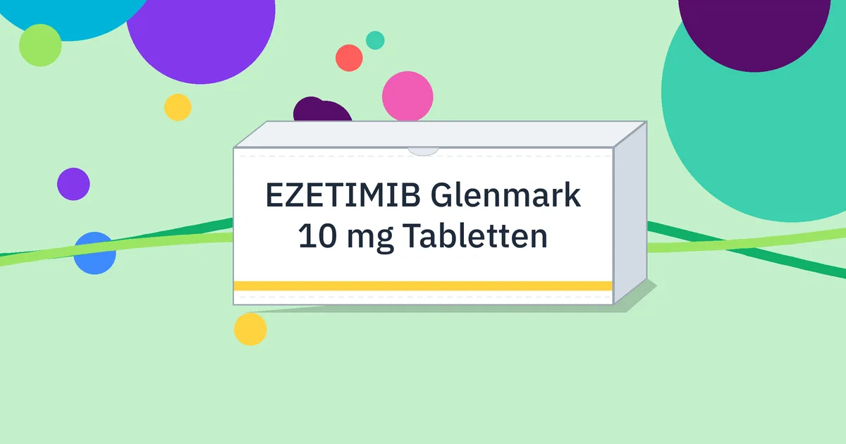 Symbolbild: Packung mit der Aufschrift EZETIMIB Glenmark 10 mg Tabletten (PZN 13156672) – Verfügbarkeit und Bezug in Apotheken in Frankfurt am Main