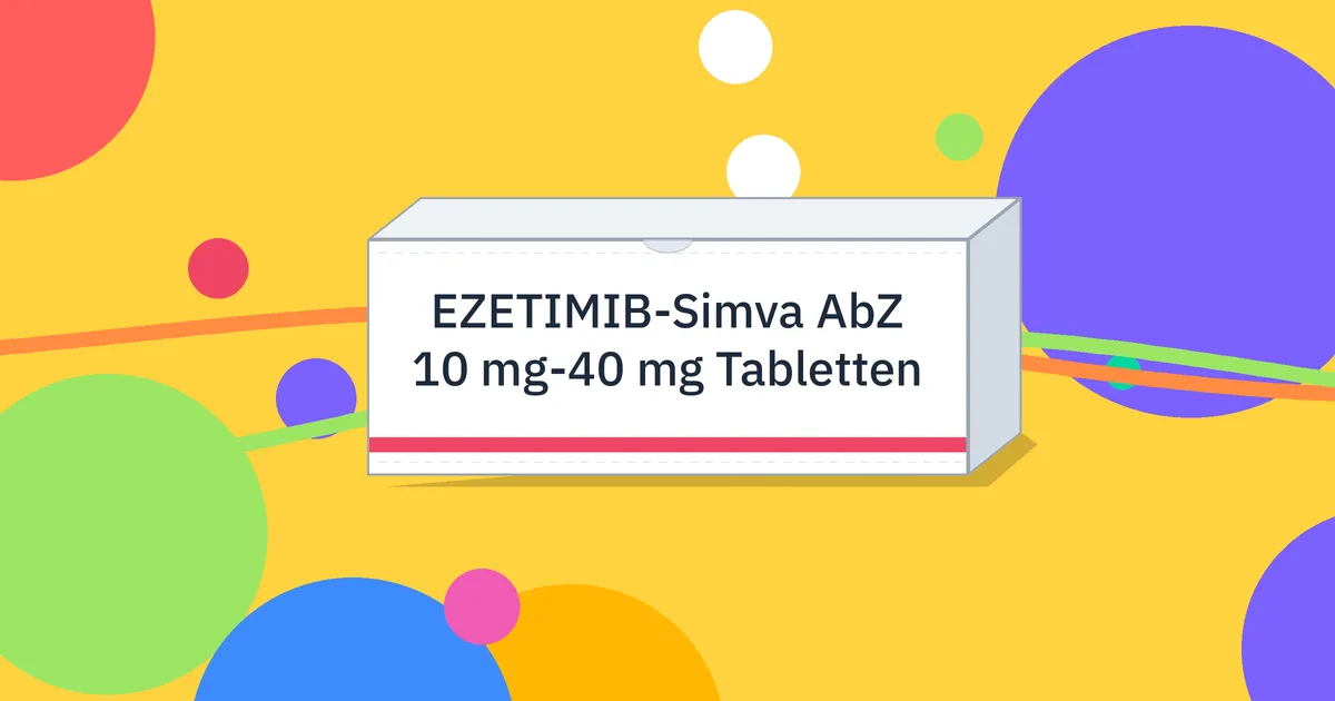 Symbolbild: Packung mit der Aufschrift EZETIMIB-Simva AbZ 10 mg-40 mg Tabletten (PZN 13863174) – Verfügbarkeit und Bezug in Apotheken in Frankfurt am Main