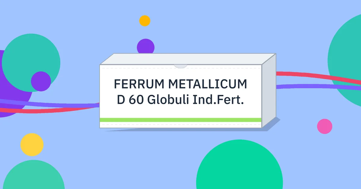 Symbolbild: Packung mit der Aufschrift FERRUM METALLICUM D 60 Globuli Ind.Fert. (PZN 17717848) – Verfügbarkeit und Bezug in Apotheken in Frankfurt am Main