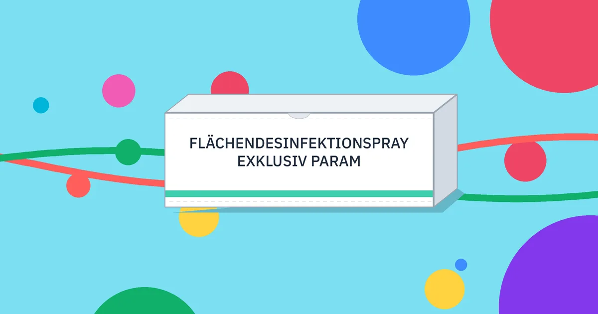 Symbolbild: Packung mit der Aufschrift FLÄCHENDESINFEKTIONSPRAY EXKLUSIV PARAM (PZN 16774672) – Verfügbarkeit und Bezug in Apotheken in Frankfurt am Main