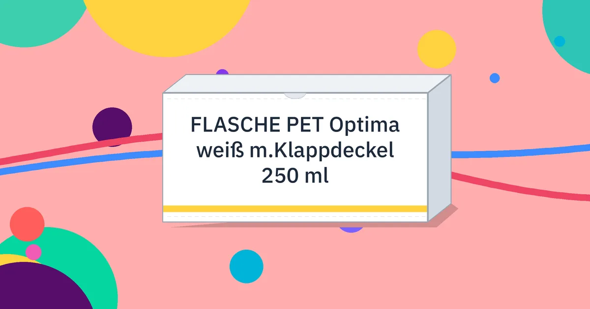 Symbolbild: Packung mit der Aufschrift FLASCHE PET Optima weiß m.Klappdeckel 250 ml (PZN 07607550) – Verfügbarkeit und Bezug in Apotheken in Frankfurt am Main