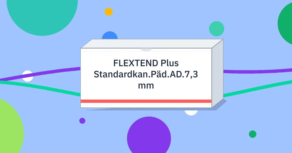 Symbolbild: Packung mit der Aufschrift FLEXTEND Plus Standardkan.Päd.AD.7,3 mm (PZN 09217238) – Verfügbarkeit und Bezug in Apotheken in Frankfurt am Main
