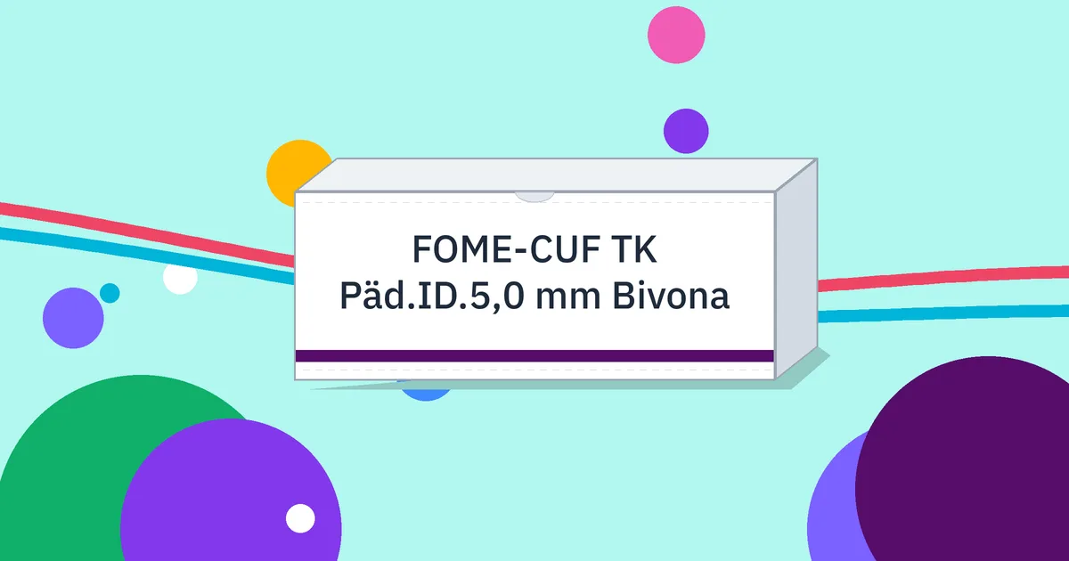 Symbolbild: Packung mit der Aufschrift FOME-CUF TK Päd.ID.5,0 mm Bivona (PZN 02255744) – Verfügbarkeit und Bezug in Apotheken in Frankfurt am Main