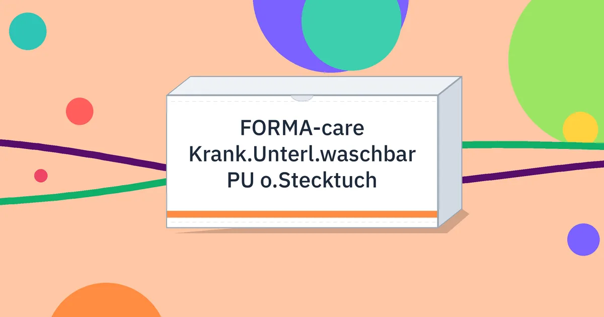 Symbolbild: Packung mit der Aufschrift FORMA-care Krank.Unterl.waschbar PU o.Stecktuch (PZN 06894470) – Verfügbarkeit und Bezug in Apotheken in Frankfurt am Main