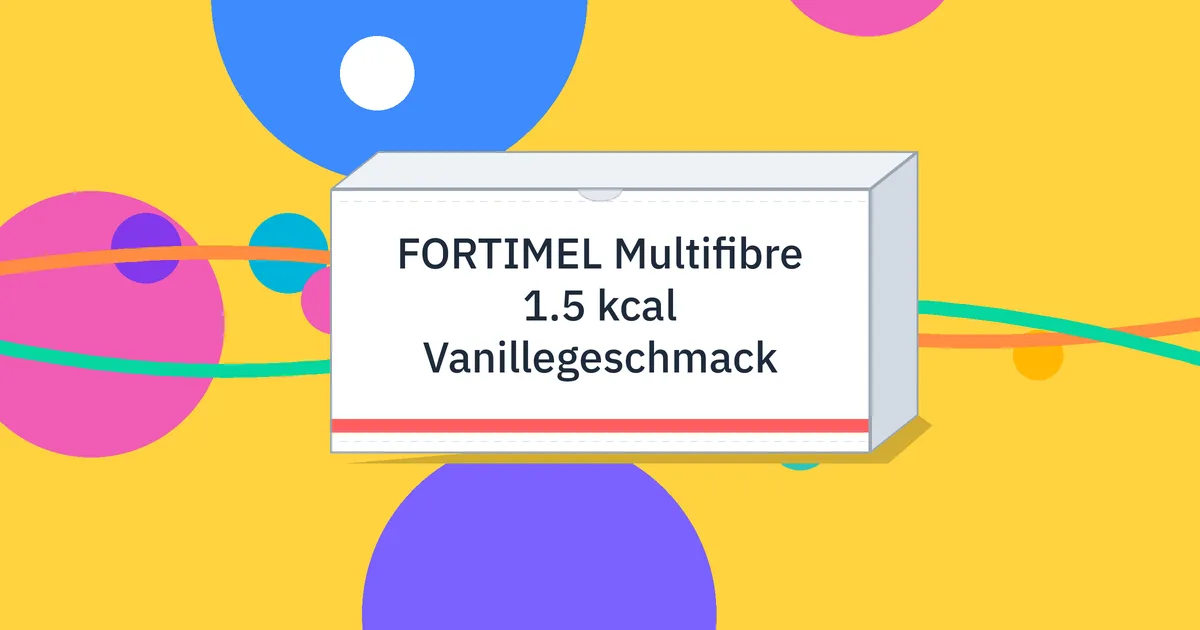 Symbolbild: Packung mit der Aufschrift FORTIMEL Multifibre 1.5 kcal Vanillegeschmack (PZN 19751387) – Verfügbarkeit und Bezug in Apotheken in Frankfurt am Main
