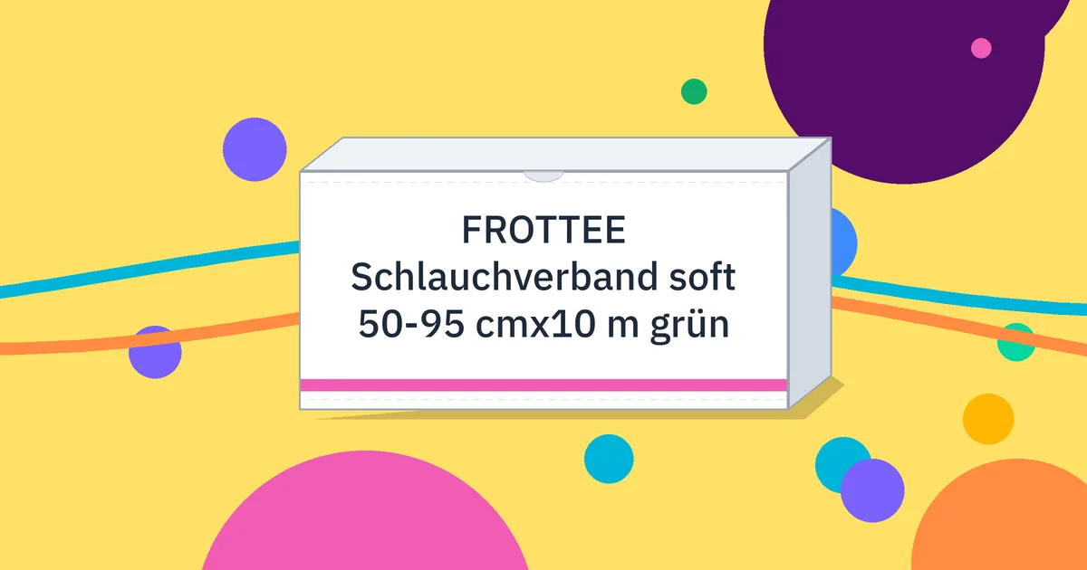 Symbolbild: Packung mit der Aufschrift FROTTEE Schlauchverband soft 50-95 cmx10 m grün (PZN 16150049) – Verfügbarkeit und Bezug in Apotheken in Frankfurt am Main