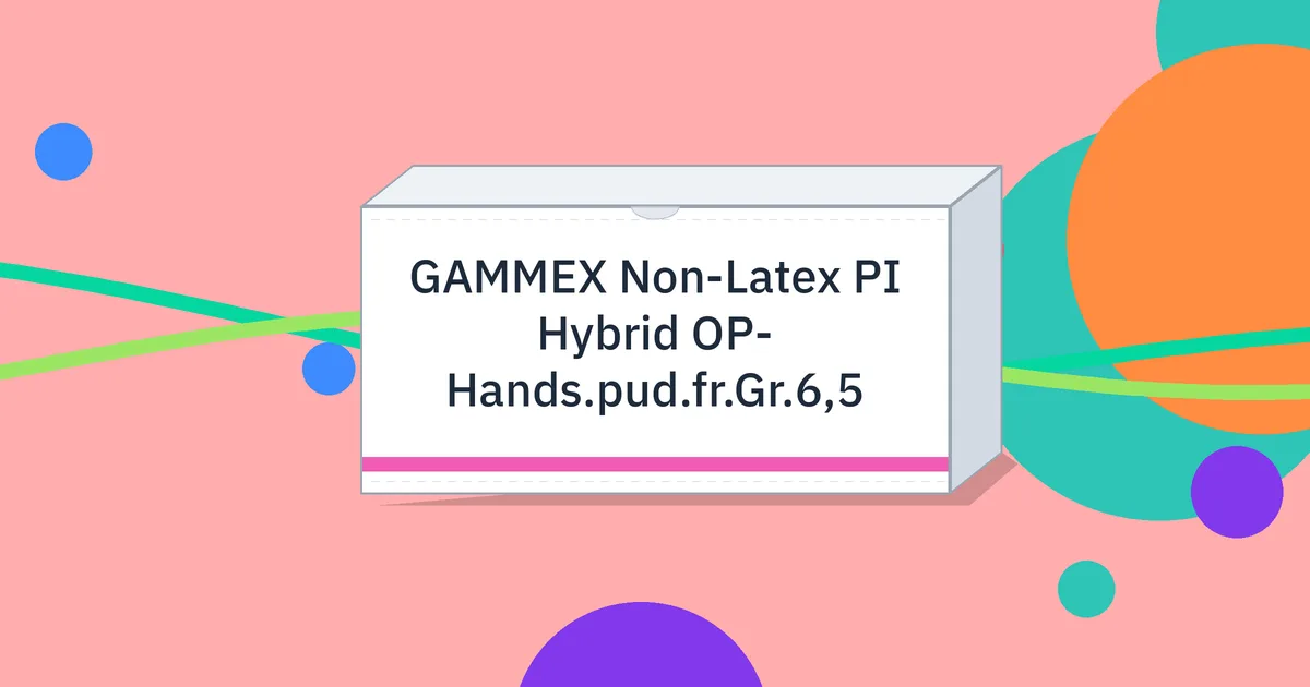 Symbolbild: Packung mit der Aufschrift GAMMEX Non-Latex PI Hybrid OP-Hands.pud.fr.Gr.6,5 (PZN 18337237) – Verfügbarkeit und Bezug in Apotheken in Frankfurt am Main