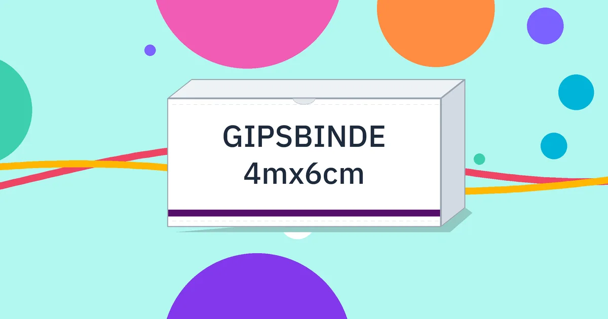 Symbolbild: Packung mit der Aufschrift GIPSBINDE 4mx6cm (PZN 01721279) – Verfügbarkeit und Bezug in Apotheken in Frankfurt am Main