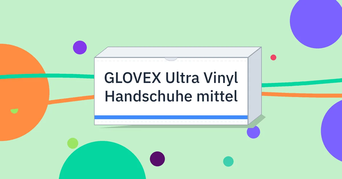 Symbolbild: Packung mit der Aufschrift GLOVEX Ultra Vinyl Handschuhe mittel (PZN 01553379) – Verfügbarkeit und Bezug in Apotheken in Frankfurt am Main