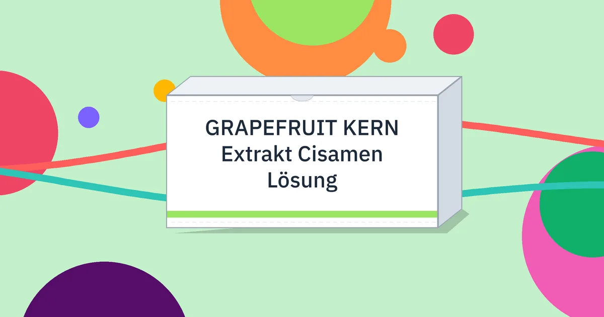 Symbolbild: Packung mit der Aufschrift GRAPEFRUIT KERN Extrakt Cisamen Lösung (PZN 08798428) – Verfügbarkeit und Bezug in Apotheken in Frankfurt am Main