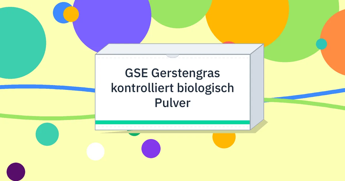 Symbolbild: Packung mit der Aufschrift GSE Gerstengras kontrolliert biologisch Pulver (PZN 00393850) – Verfügbarkeit und Bezug in Apotheken in Frankfurt am Main