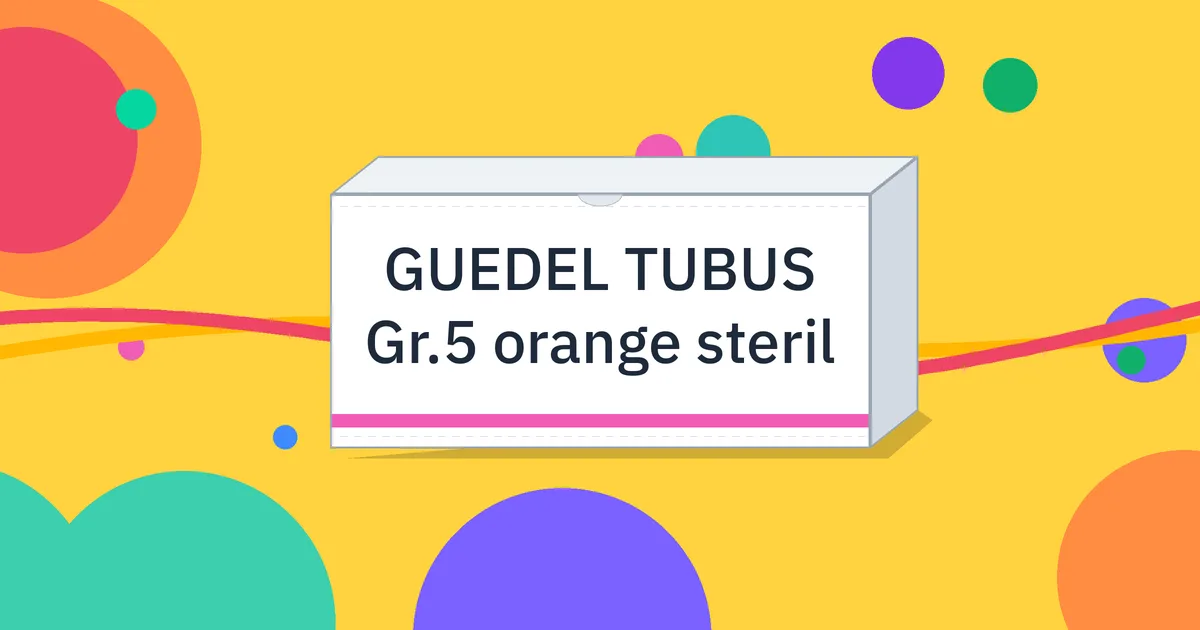 Symbolbild: Packung mit der Aufschrift GUEDEL TUBUS Gr.5 orange steril (PZN 09511794) – Verfügbarkeit und Bezug in Apotheken in Frankfurt am Main