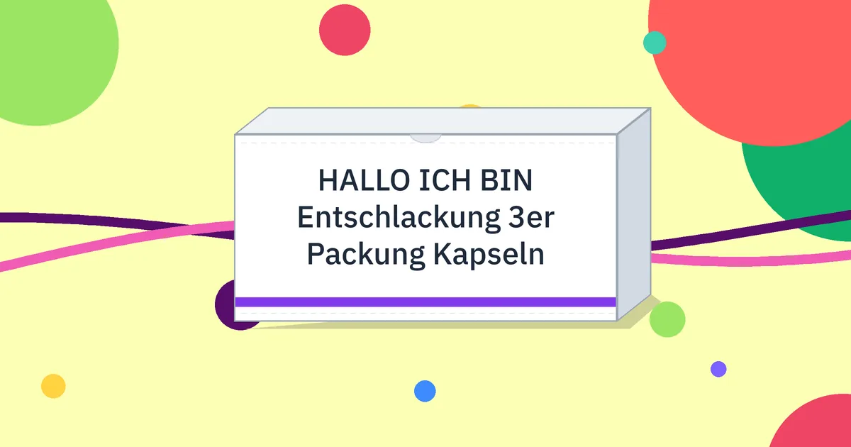 Symbolbild: Packung mit der Aufschrift HALLO ICH BIN Entschlackung 3er Packung Kapseln (PZN 16010845) – Verfügbarkeit und Bezug in Apotheken in Frankfurt am Main
