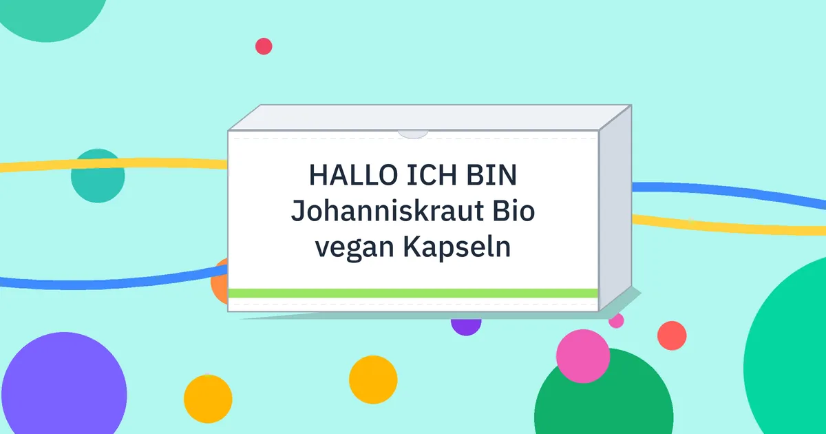 Symbolbild: Packung mit der Aufschrift HALLO ICH BIN Johanniskraut Bio vegan Kapseln (PZN 14320984) – Verfügbarkeit und Bezug in Apotheken in Frankfurt am Main