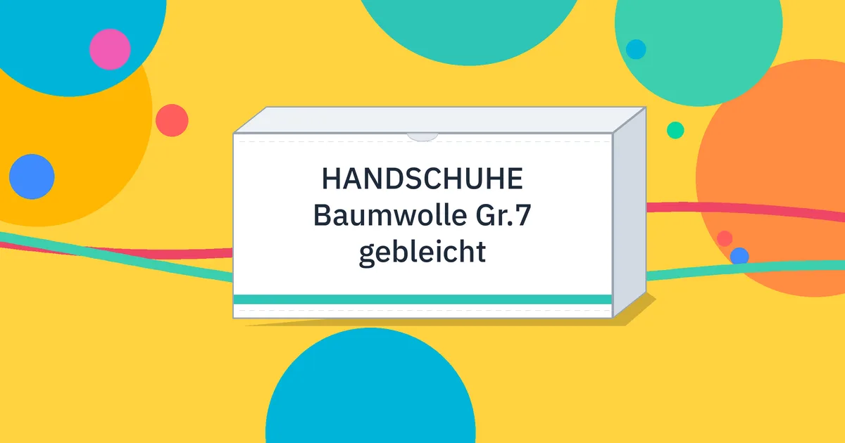 Symbolbild: Packung mit der Aufschrift HANDSCHUHE Baumwolle Gr.7 gebleicht (PZN 01468886) – Verfügbarkeit und Bezug in Apotheken in Frankfurt am Main