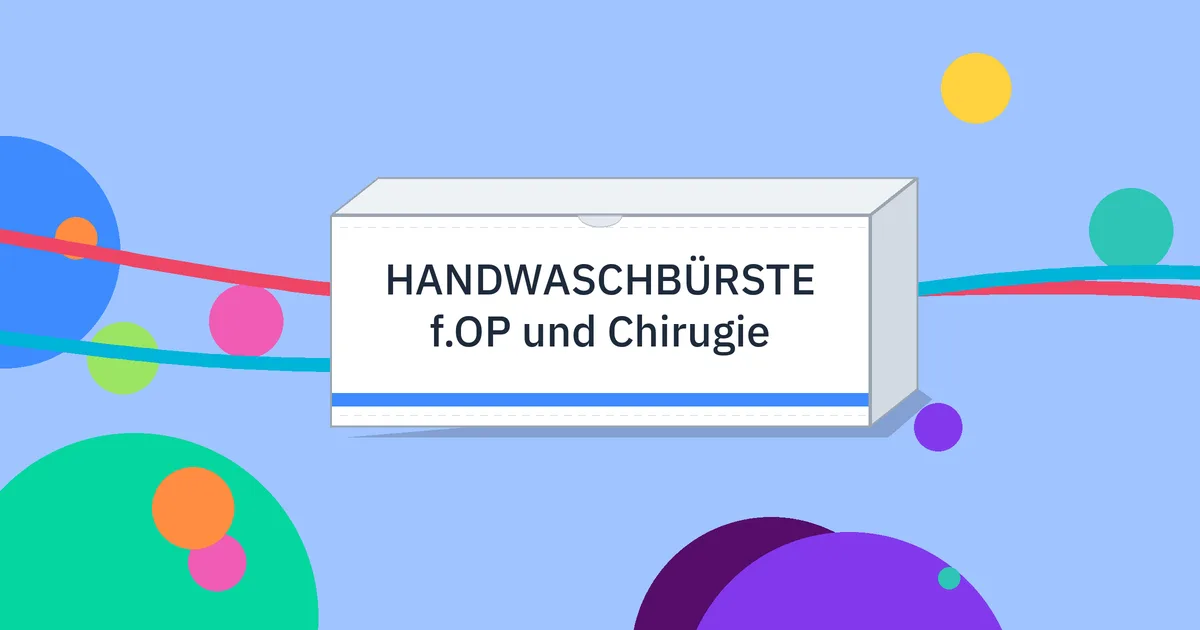 Symbolbild: Packung mit der Aufschrift HANDWASCHBÜRSTE f.OP und Chirugie (PZN 09430854) – Verfügbarkeit und Bezug in Apotheken in Frankfurt am Main