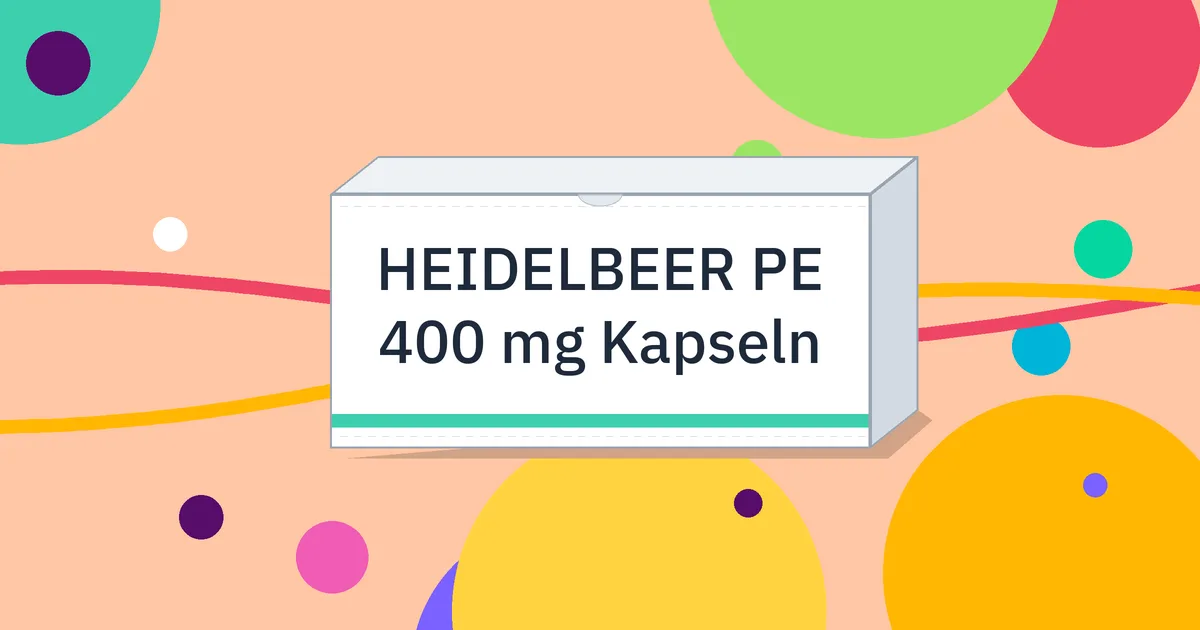 Symbolbild: Packung mit der Aufschrift HEIDELBEER PE 400 mg Kapseln (PZN 09786692) – Verfügbarkeit und Bezug in Apotheken in Frankfurt am Main