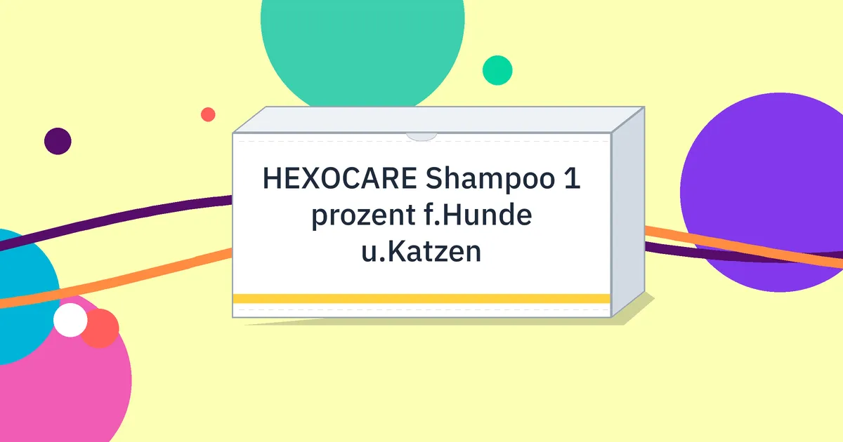 Symbolbild: Packung mit der Aufschrift HEXOCARE Shampoo 1 prozent f.Hunde u.Katzen (PZN 14217424) – Verfügbarkeit und Bezug in Apotheken in Frankfurt am Main