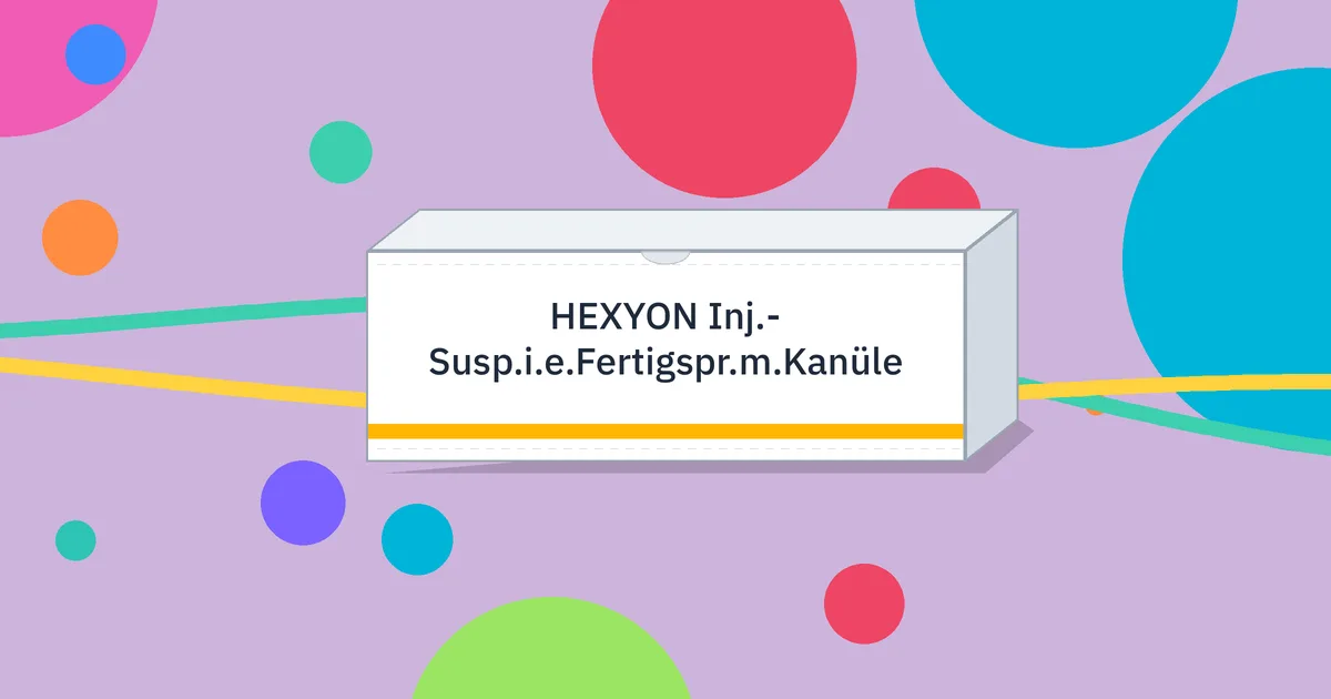 Symbolbild: Packung mit der Aufschrift HEXYON Inj.-Susp.i.e.Fertigspr.m.Kanüle (PZN 12750031) – Verfügbarkeit und Bezug in Apotheken in Frankfurt am Main