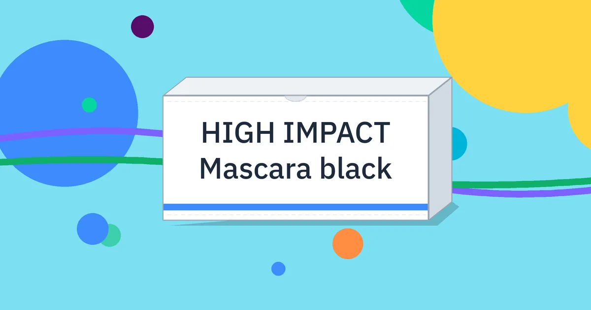 Symbolbild: Packung mit der Aufschrift HIGH IMPACT Mascara black (PZN 18895859) – Verfügbarkeit und Bezug in Apotheken in Frankfurt am Main
