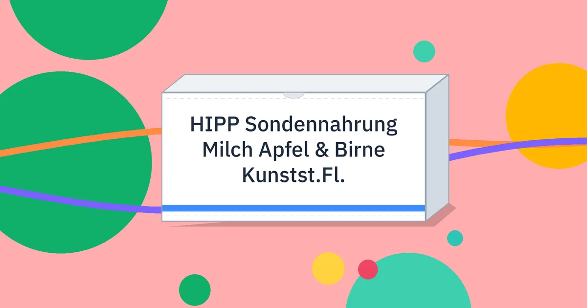 Symbolbild: Packung mit der Aufschrift HIPP Sondennahrung Milch Apfel & Birne Kunstst.Fl. (PZN 19350932) – Verfügbarkeit und Bezug in Apotheken in Frankfurt am Main