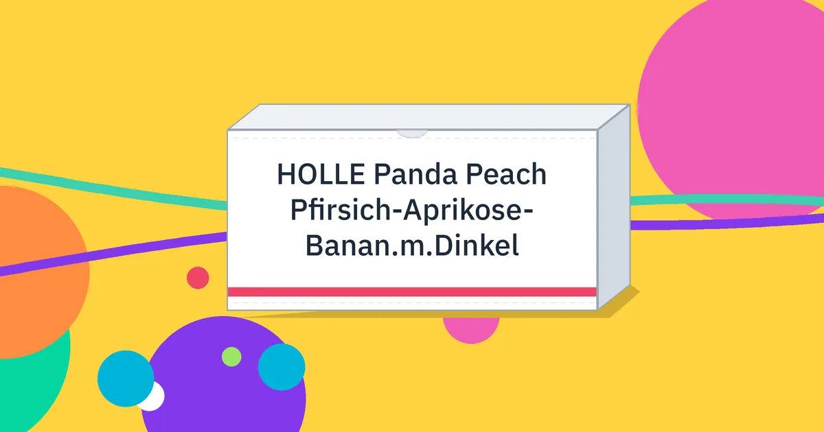 Symbolbild: Packung mit der Aufschrift HOLLE Panda Peach Pfirsich-Aprikose-Banan.m.Dinkel (PZN 14419694) – Verfügbarkeit und Bezug in Apotheken in Frankfurt am Main