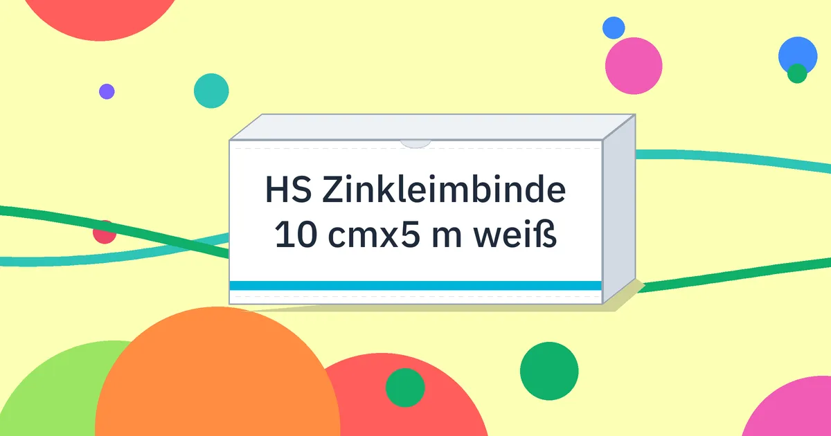 Symbolbild: Packung mit der Aufschrift HS Zinkleimbinde 10 cmx5 m weiß (PZN 09741844) – Verfügbarkeit und Bezug in Apotheken in Frankfurt am Main