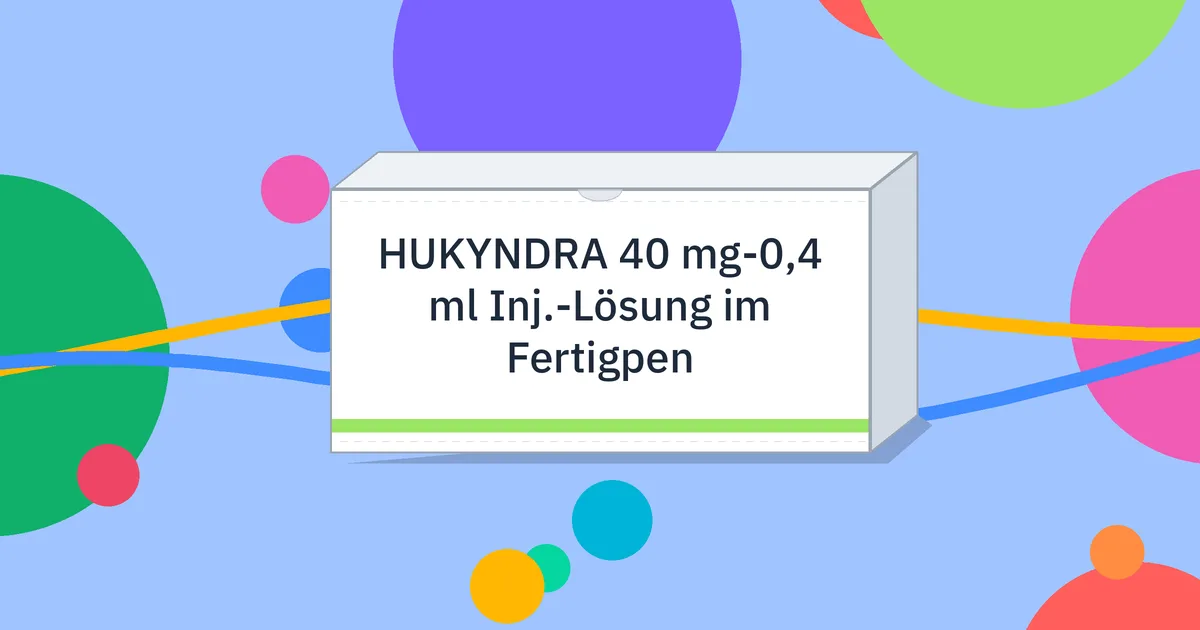 Symbolbild: Packung mit der Aufschrift HUKYNDRA 40 mg-0,4 ml Inj.-Lösung im Fertigpen (PZN 18829377) – Verfügbarkeit und Bezug in Apotheken in Frankfurt am Main