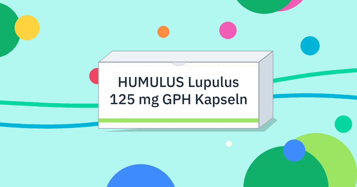 Symbolbild: Packung mit der Aufschrift HUMULUS Lupulus 125 mg GPH Kapseln (PZN 09645448) – Verfügbarkeit und Bezug in Apotheken in Frankfurt am Main