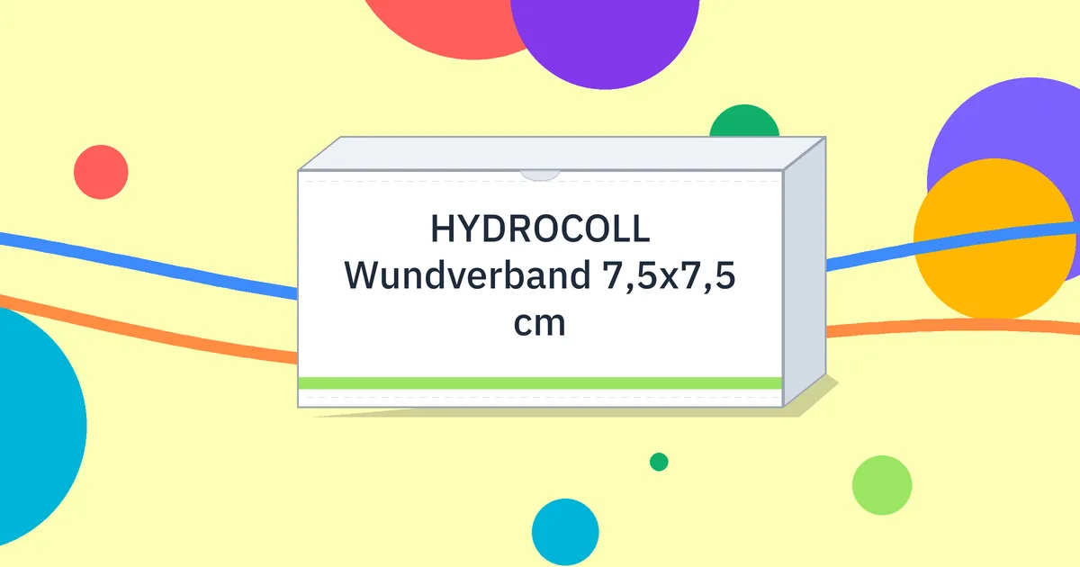 Symbolbild: Packung mit der Aufschrift HYDROCOLL Wundverband 7,5x7,5 cm (PZN 09177964) – Verfügbarkeit und Bezug in Apotheken in Frankfurt am Main