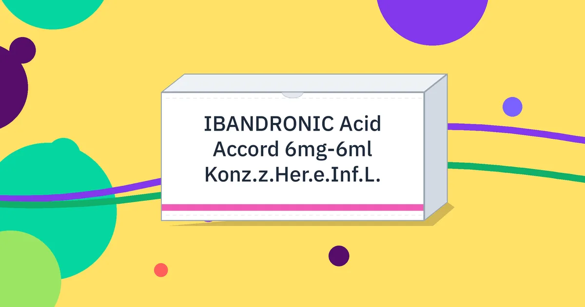Symbolbild: Packung mit der Aufschrift IBANDRONIC Acid Accord 6mg-6ml Konz.z.Her.e.Inf.L. (PZN 04314161) – Verfügbarkeit und Bezug in Apotheken in Frankfurt am Main