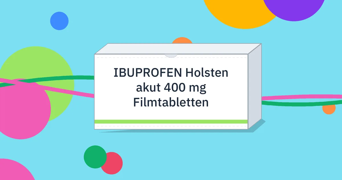 Symbolbild: Packung mit der Aufschrift IBUPROFEN Holsten akut 400 mg Filmtabletten (PZN 13716409) – Verfügbarkeit und Bezug in Apotheken in Frankfurt am Main