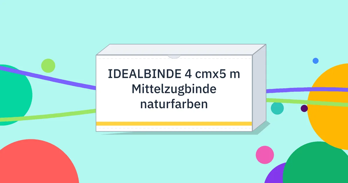 Symbolbild: Packung mit der Aufschrift IDEALBINDE 4 cmx5 m Mittelzugbinde naturfarben (PZN 12775367) – Verfügbarkeit und Bezug in Apotheken in Frankfurt am Main