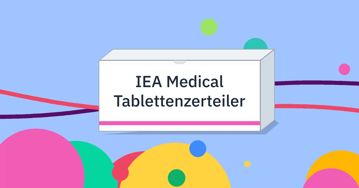 Symbolbild: Packung mit der Aufschrift IEA Medical Tablettenzerteiler (PZN 19540650) – Verfügbarkeit und Bezug in Apotheken in Frankfurt am Main