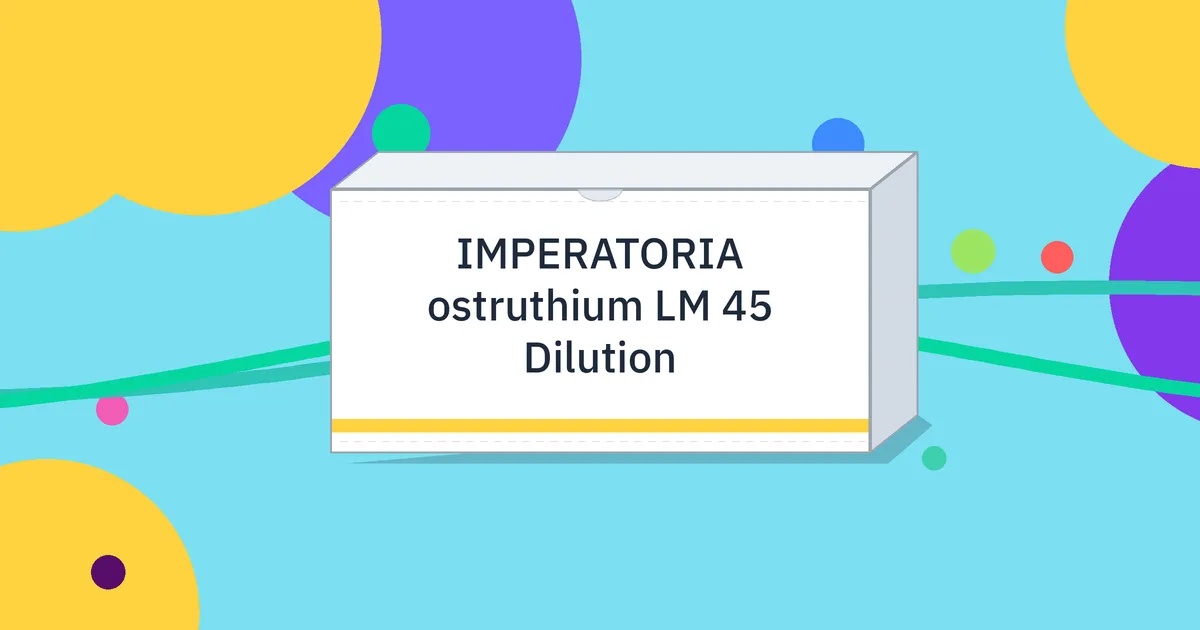 Symbolbild: Packung mit der Aufschrift IMPERATORIA ostruthium LM 45 Dilution (PZN 13559312) – Verfügbarkeit und Bezug in Apotheken in Frankfurt am Main