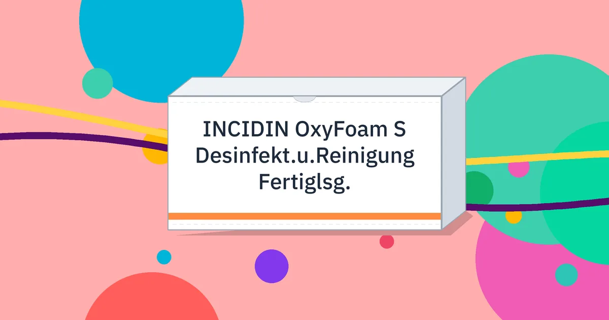 Symbolbild: Packung mit der Aufschrift INCIDIN OxyFoam S Desinfekt.u.Reinigung Fertiglsg. (PZN 11606579) – Verfügbarkeit und Bezug in Apotheken in Frankfurt am Main