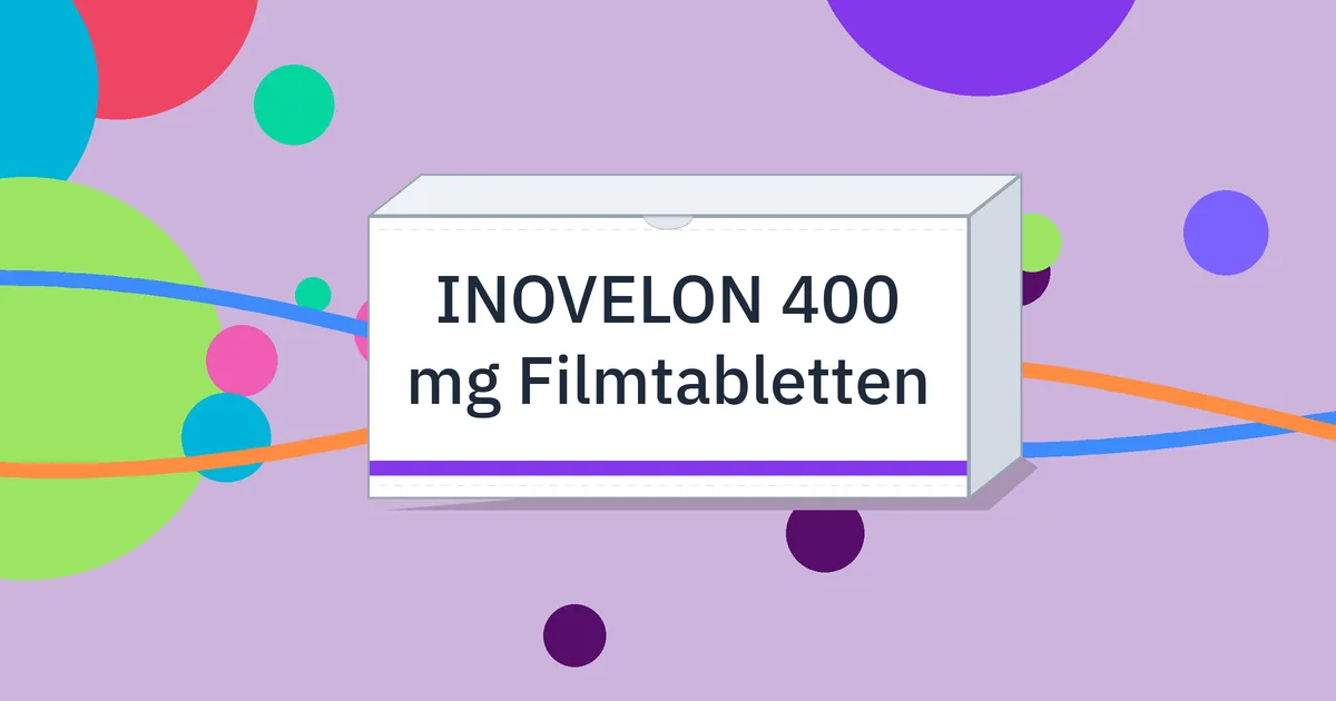 Symbolbild: Packung mit der Aufschrift INOVELON 400 mg Filmtabletten (PZN 19886147) – Verfügbarkeit und Bezug in Apotheken in Frankfurt am Main
