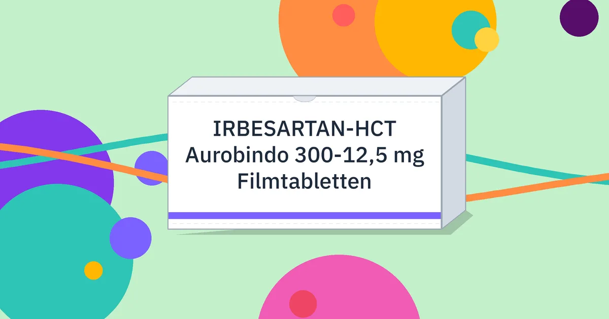 Symbolbild: Packung mit der Aufschrift IRBESARTAN-HCT Aurobindo 300-12,5 mg Filmtabletten (PZN 02816094) – Verfügbarkeit und Bezug in Apotheken in Frankfurt am Main