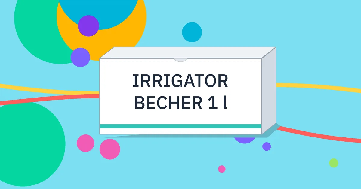 Symbolbild: Packung mit der Aufschrift IRRIGATOR BECHER 1 l (PZN 02741083) – Verfügbarkeit und Bezug in Apotheken in Frankfurt am Main