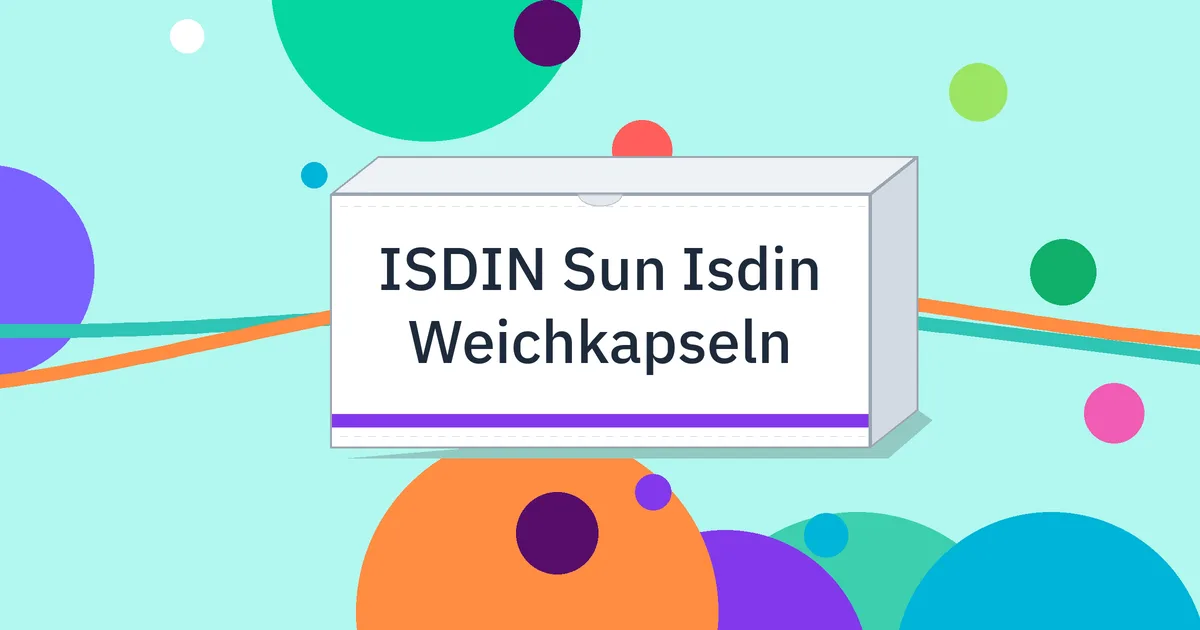 Symbolbild: Packung mit der Aufschrift ISDIN Sun Isdin Weichkapseln (PZN 13713718) – Verfügbarkeit und Bezug in Apotheken in Frankfurt am Main
