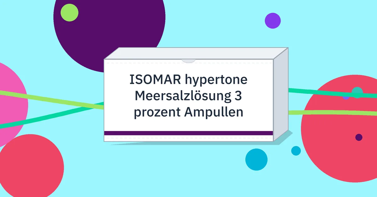 Symbolbild: Packung mit der Aufschrift ISOMAR hypertone Meersalzlösung 3 prozent Ampullen (PZN 18043091) – Verfügbarkeit und Bezug in Apotheken in Frankfurt am Main