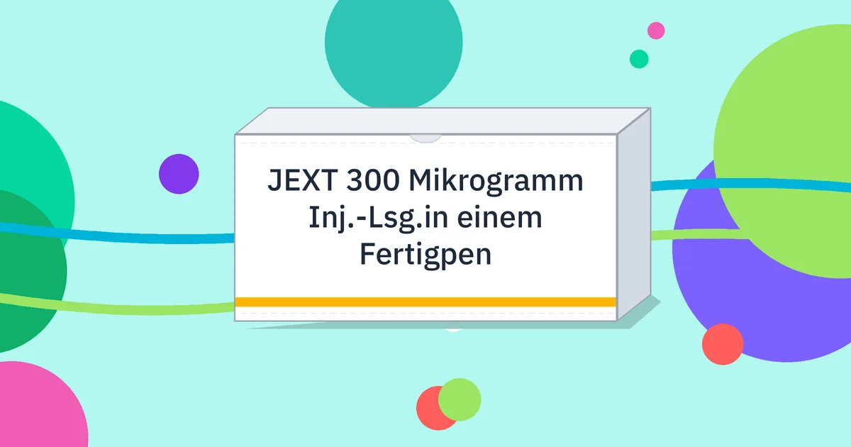 Symbolbild: Packung mit der Aufschrift JEXT 300 Mikrogramm Inj.-Lsg.in einem Fertigpen (PZN 18500542) – Verfügbarkeit und Bezug in Apotheken in Frankfurt am Main