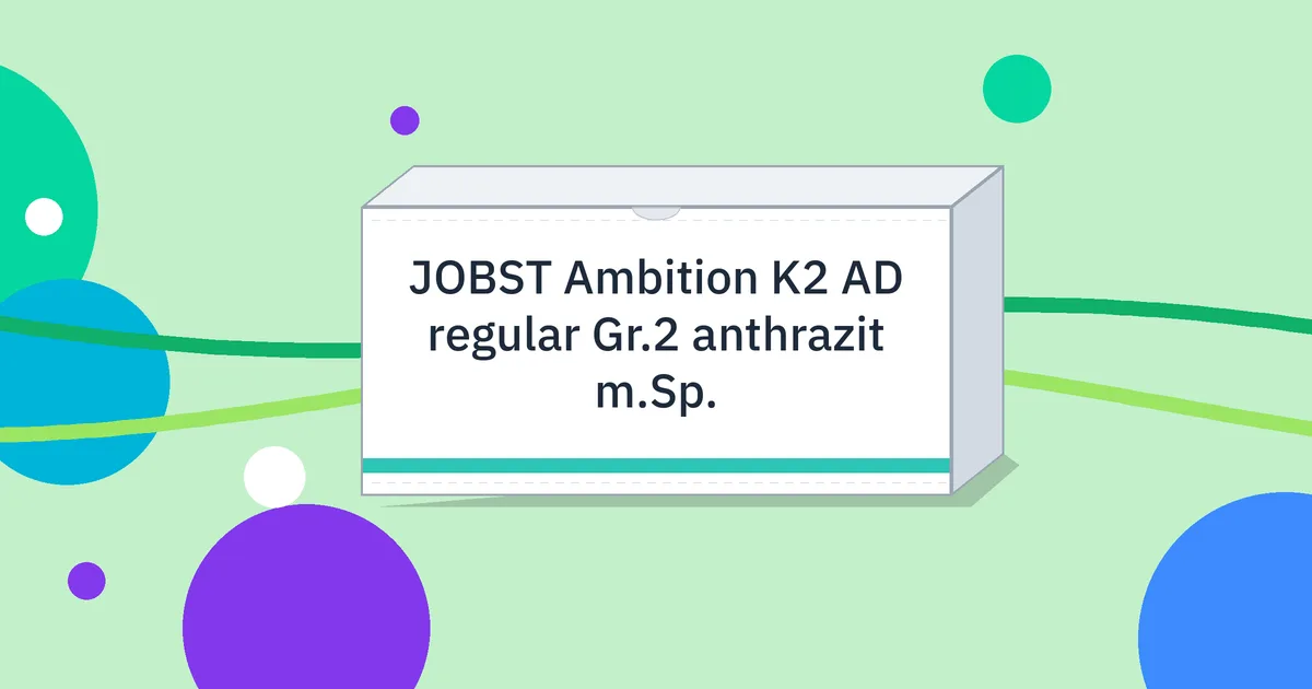 Symbolbild: Packung mit der Aufschrift JOBST Ambition K2 AD regular Gr.2 anthrazit m.Sp. (PZN 11020833) – Verfügbarkeit und Bezug in Apotheken in Frankfurt am Main