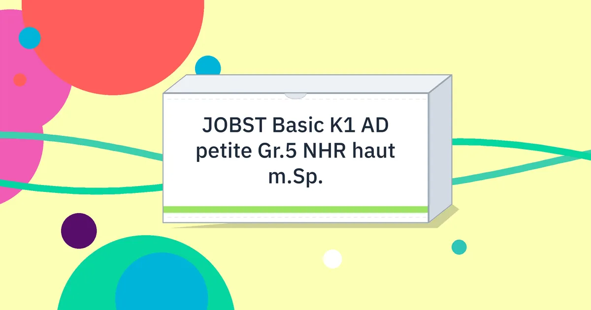 Symbolbild: Packung mit der Aufschrift JOBST Basic K1 AD petite Gr.5 NHR haut m.Sp. (PZN 15313012) – Verfügbarkeit und Bezug in Apotheken in Frankfurt am Main
